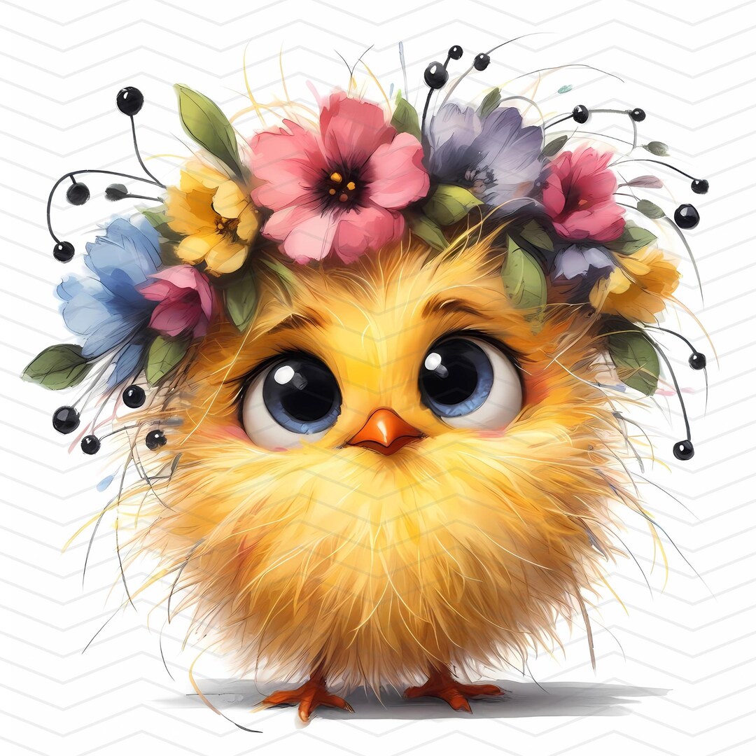 Watercolor Clipart, Quirky Yellow Chicks, Clipart Bundle - 10 Whimsical ...
