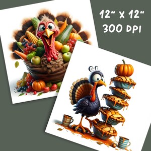 15 Quirky Thanksgiving Turkey Clipart - Fun Holiday Digital Download ...