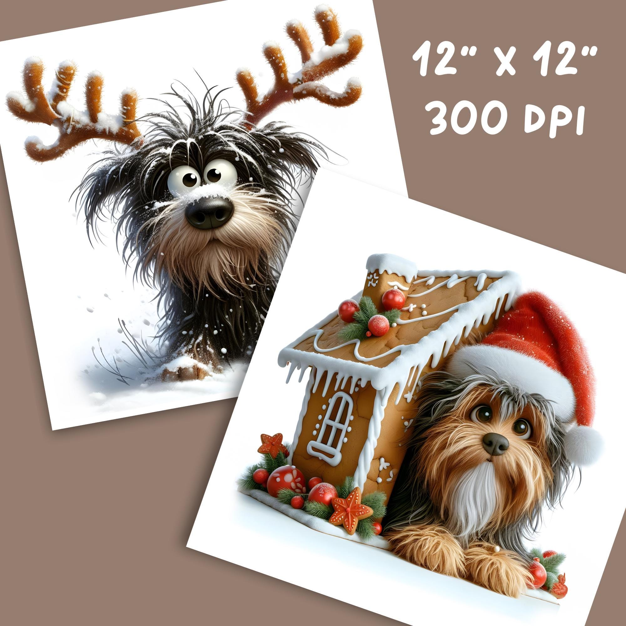 12 Christmas Dog Clipart - Festive Holiday Digital Download 300 DPI for ...