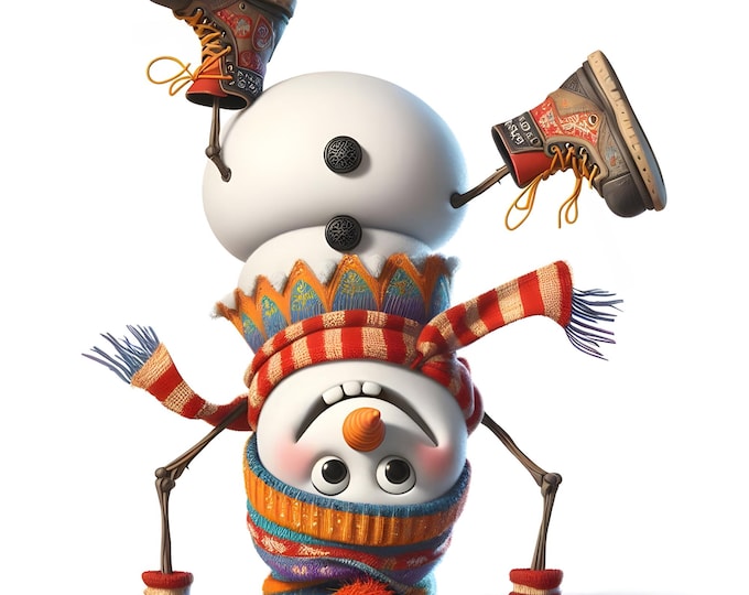 Quirky Handstand Snowman Clipart: 12 Festive Designs (digital Download ...