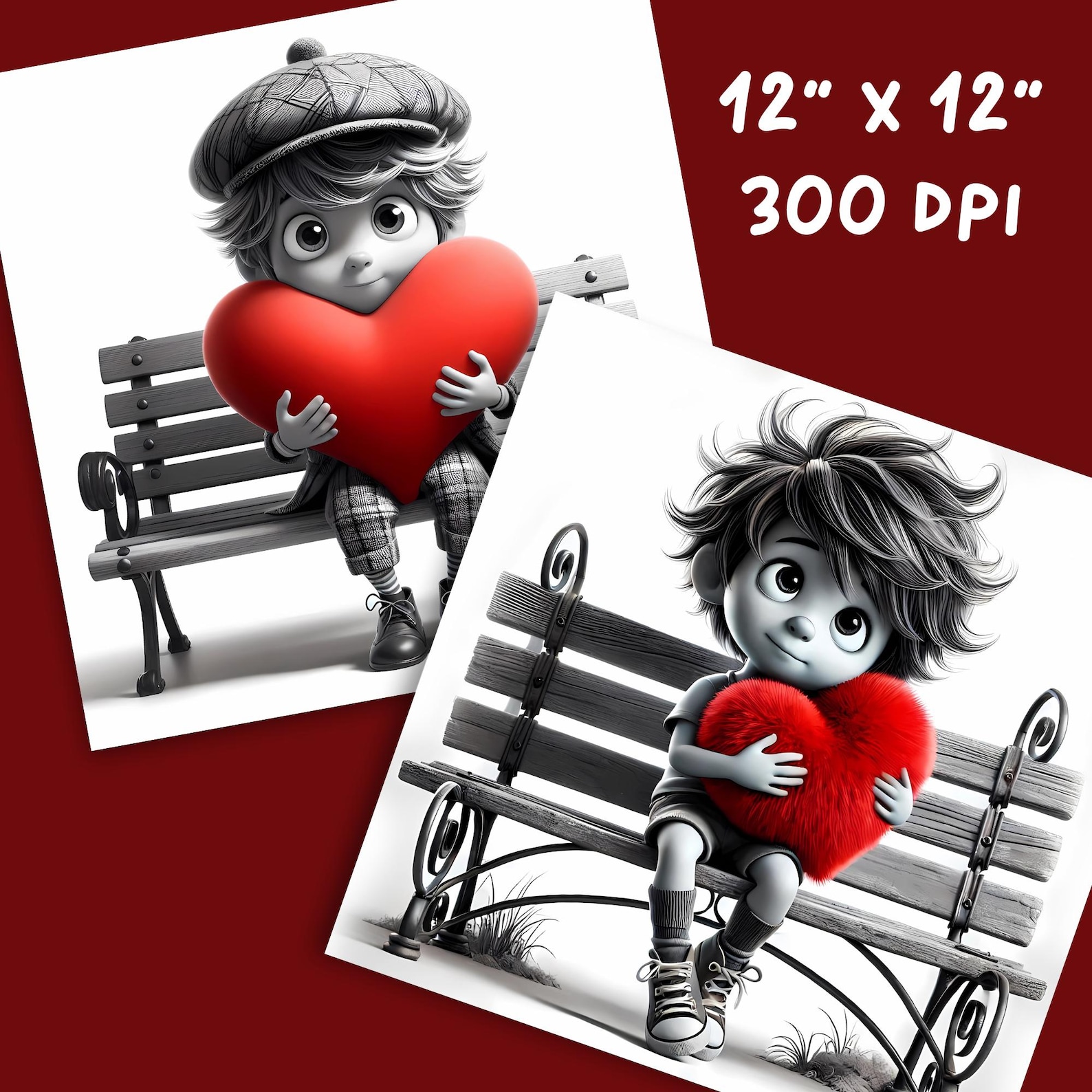 Sweet Valentine Clipart Bundle, Whimsical Boy Art, Cute Love Graphics ...