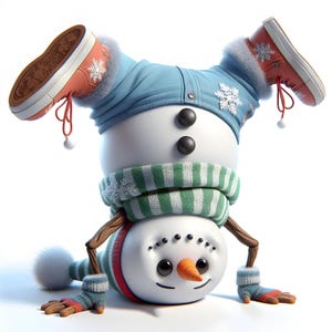 Quirky Handstand Snowman Clipart: 12 Festive Designs (digital Download ...