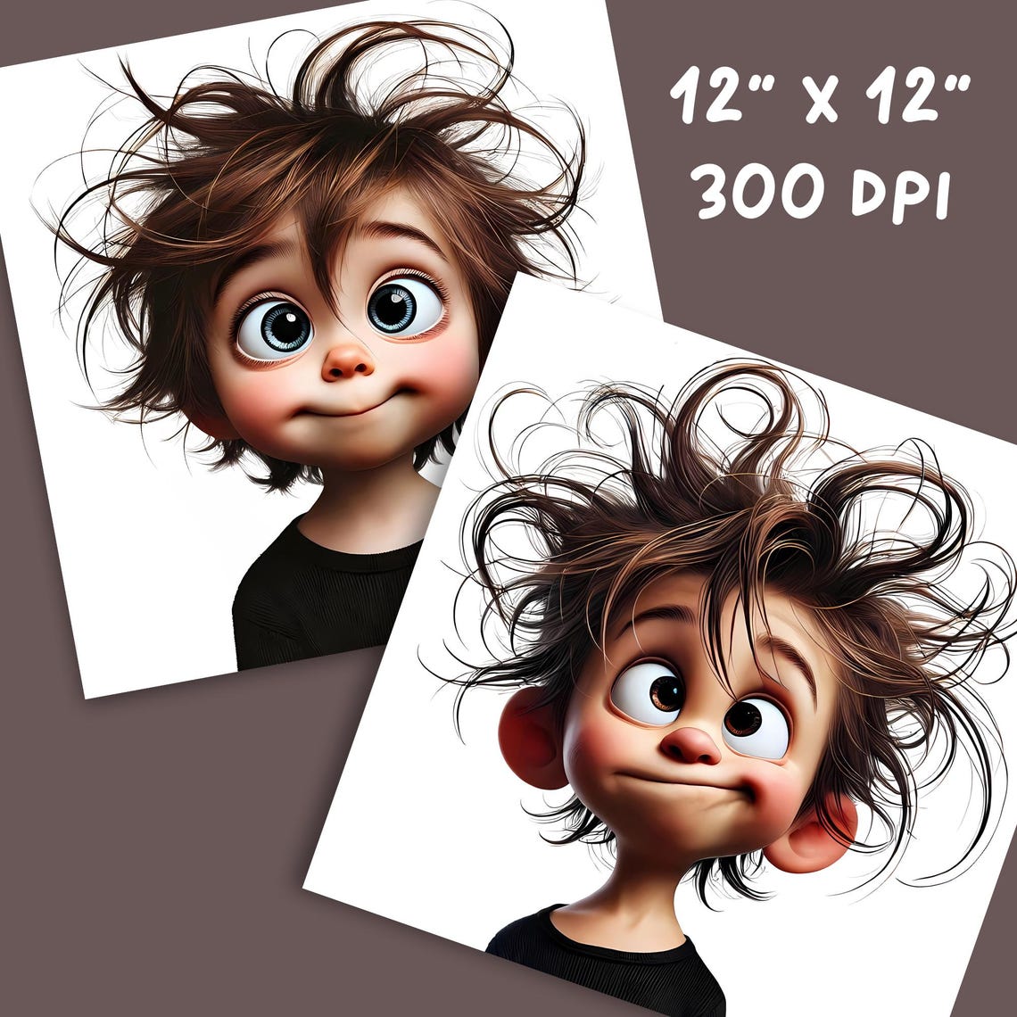 Funny Boy Clipart: Whimsical Expressions, Portrait JPG Images (digital ...