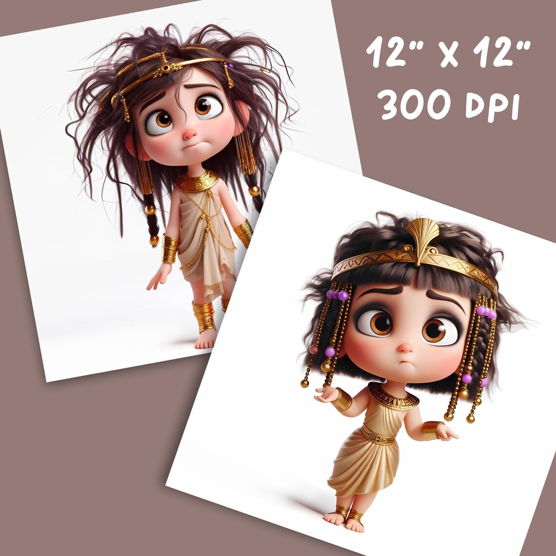 Whimsical Cleopatra Clipart Bundle – 12 Cute Ancient Egypt Princess ...