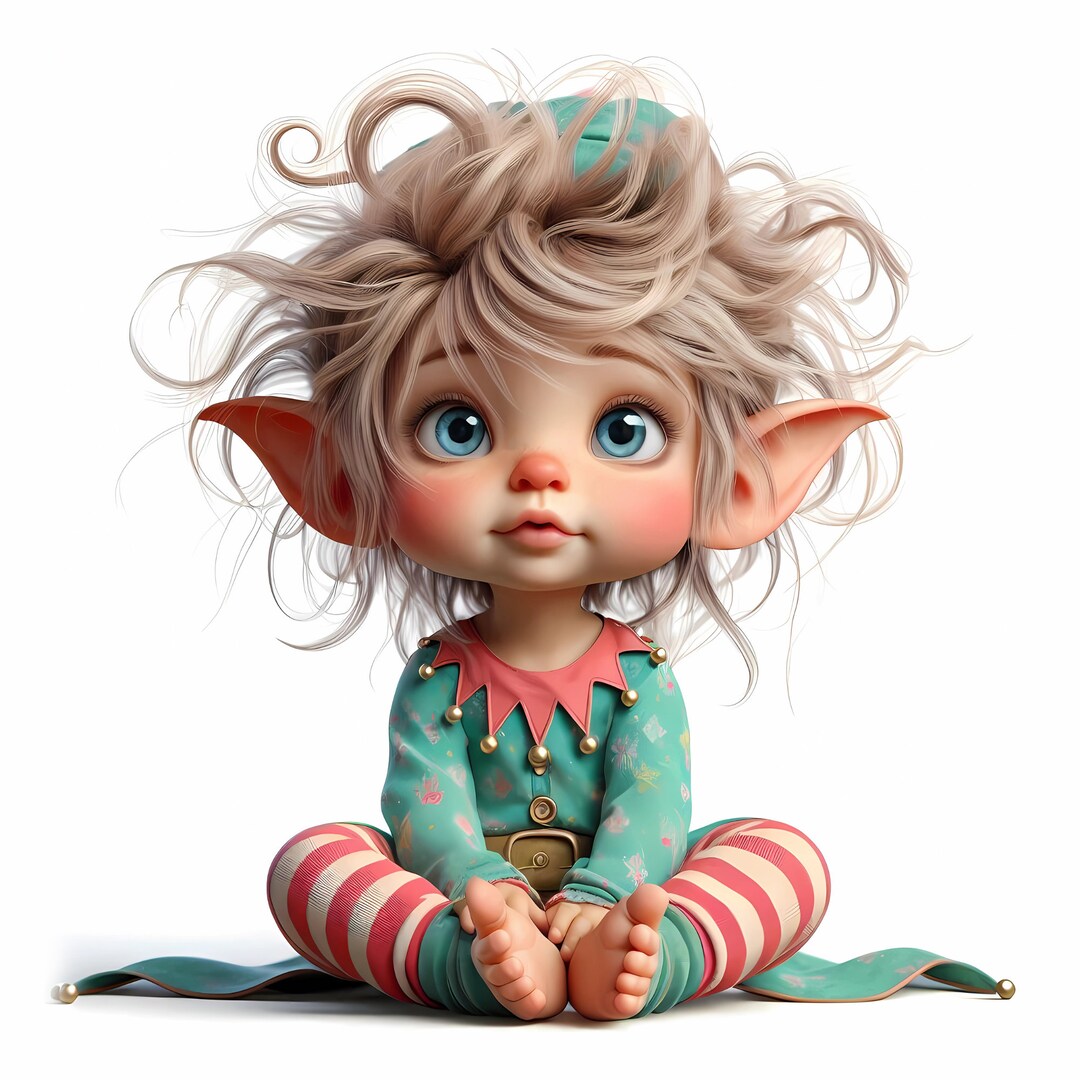 Quirky Baby Elf Clipart, Commercial Use, Whimsical Elf Clipart, 300 DPI ...