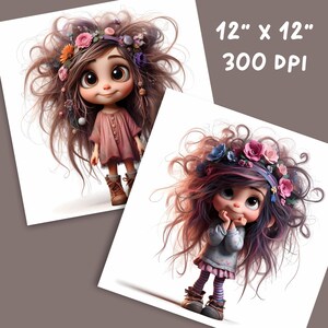 10 Whimsical Girl Clipart - Girls Wearing Floral Crowns JPG Images 300 ...
