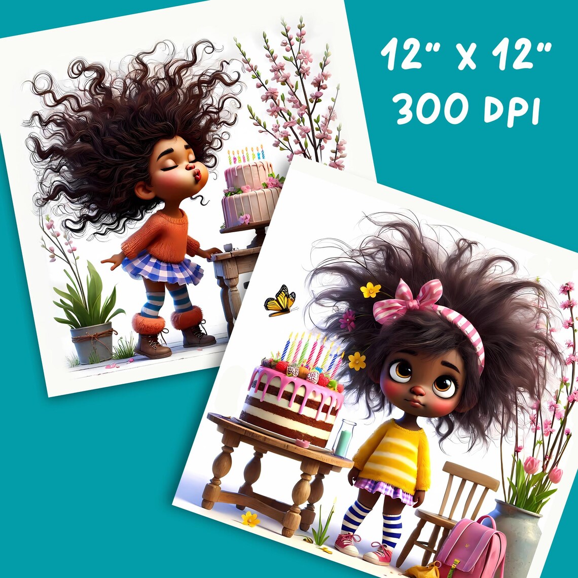 Quirky Birthday Girl Clipart, Commercial Use, Cute Birthday Girl ...