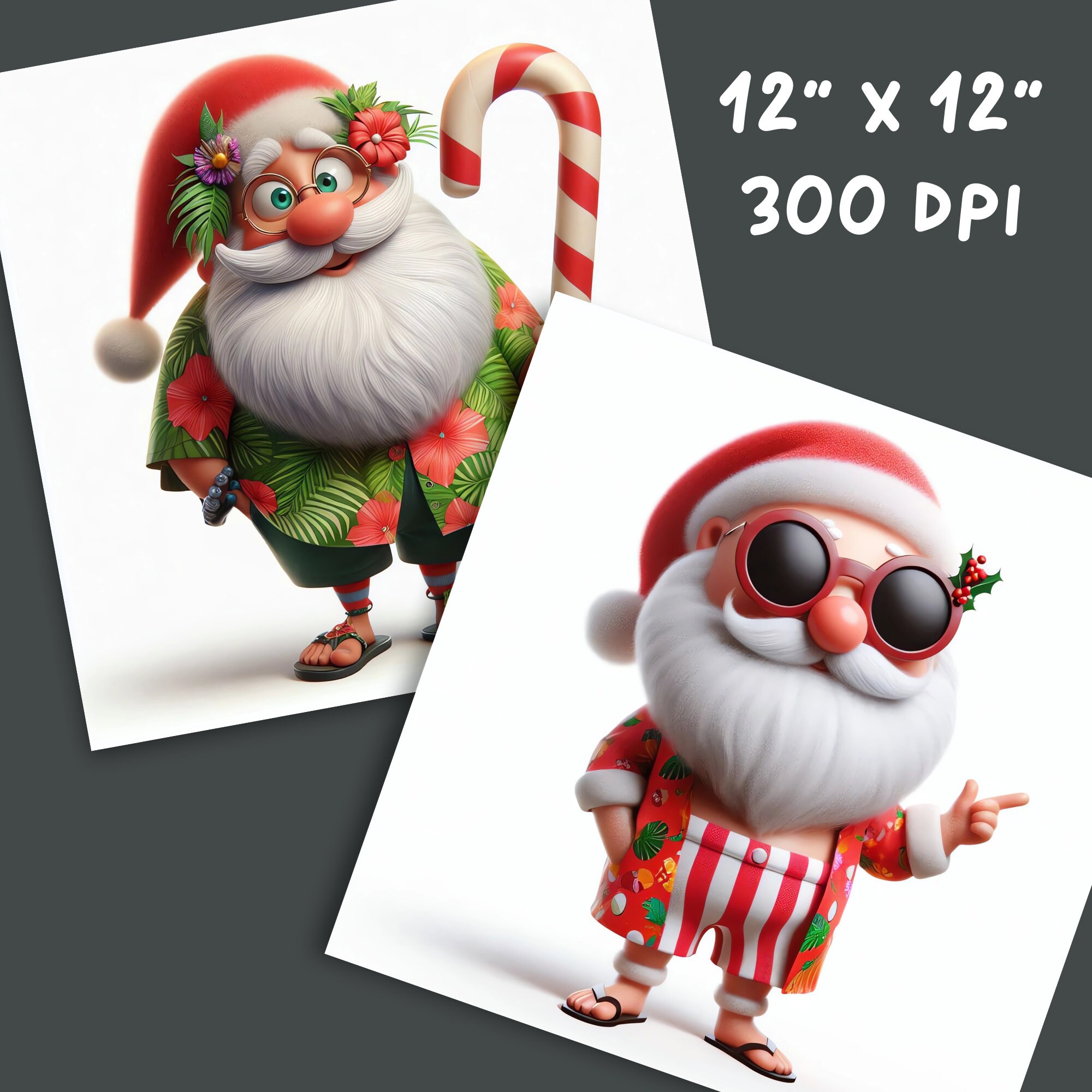 10 Quirky Santa Clipart, Commercial Use, Whimsical Santa Clipart, 300 ...