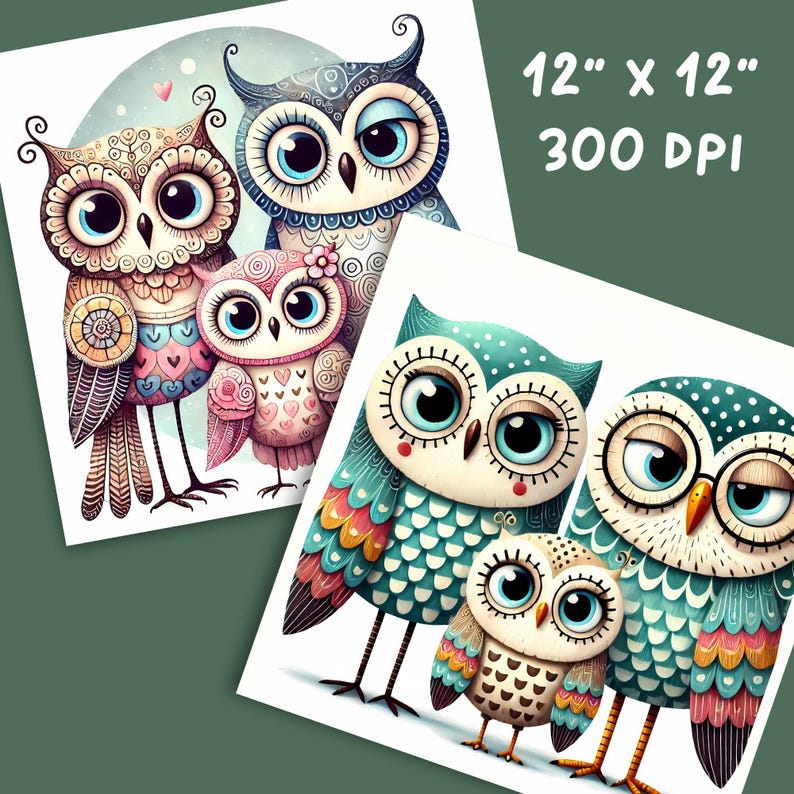 Owl Clipart Bundle - 15 Whimsical and Quirky Owls, Woodland Animal ...
