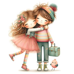 20 Whimsical Besties Clipart, Commercial Use, Cute Whimsical Best ...