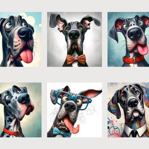20 Funny Great Dane Portraits, Mixed Media Art (digital Download) - Etsy