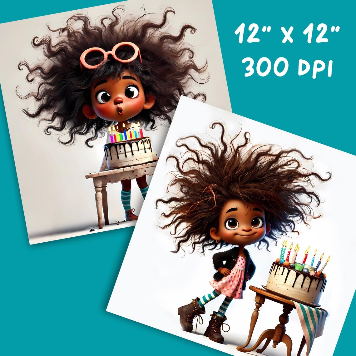 Quirky Birthday Girl Clipart, Commercial Use, Cute Birthday Girl ...