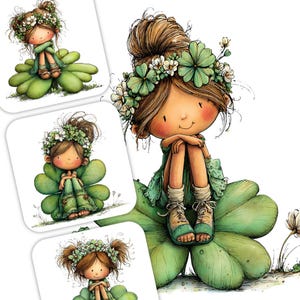 St. Patrick's Day Girl Clipart Bundle, Whimsical Watercolor (digital ...