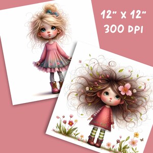 10 Whimsical Girl Clipart - Fun and Playful Designs JPG Images 300 DPI ...