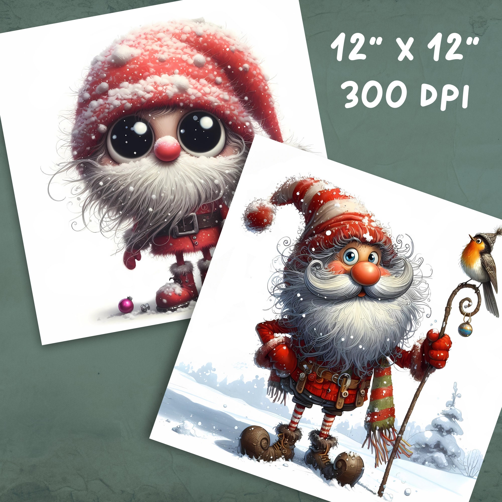 10 Quirky Santa Clipart, Commercial Use, Whimsical Santa Clipart, 300 ...