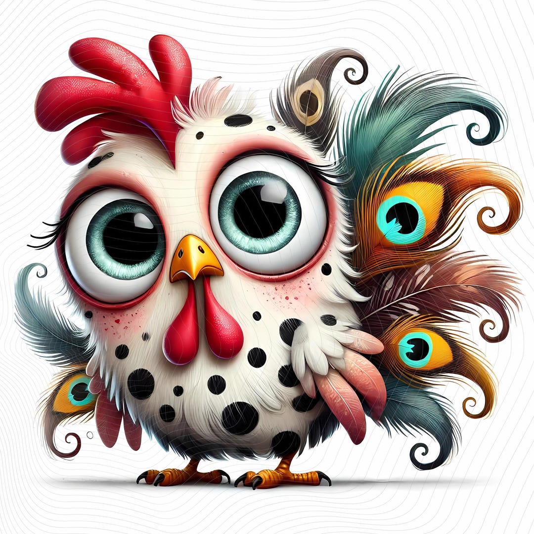 Whimsical Chicken Clipart, 12 Calico Chicken Clip Art, Funny Chicken ...