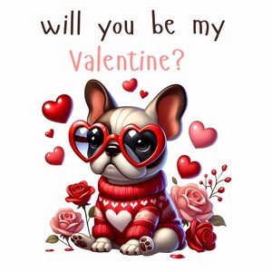 10 Valentine French Bulldog Images, Valentine's Day Dog, Whimsical ...