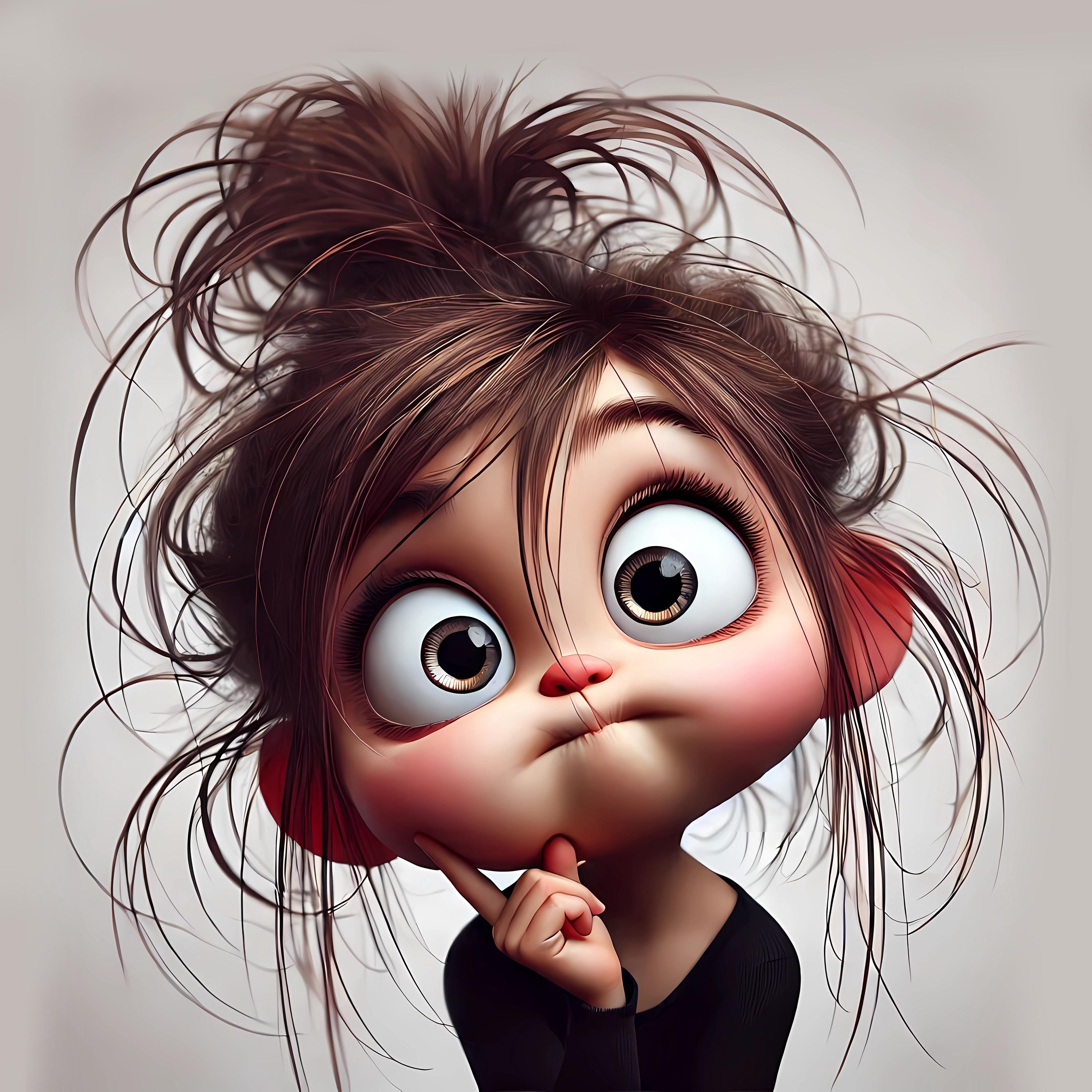 10 Whimsical Girl Clipart - Funny Expressions Portrait JPG Images 300 ...