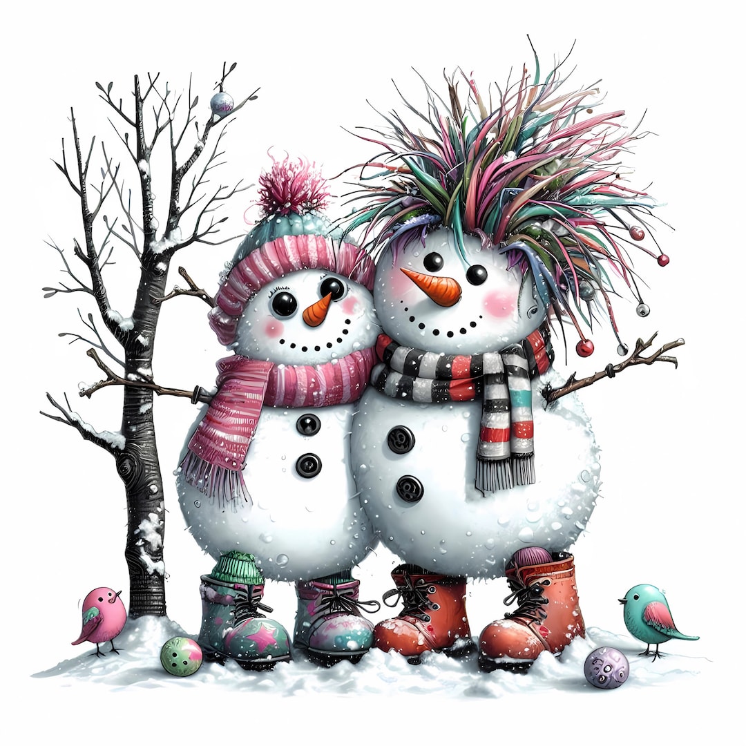 10 Quirky Snowmen Clipart, Commercial Use, Whimsical Snoman Clipart ...
