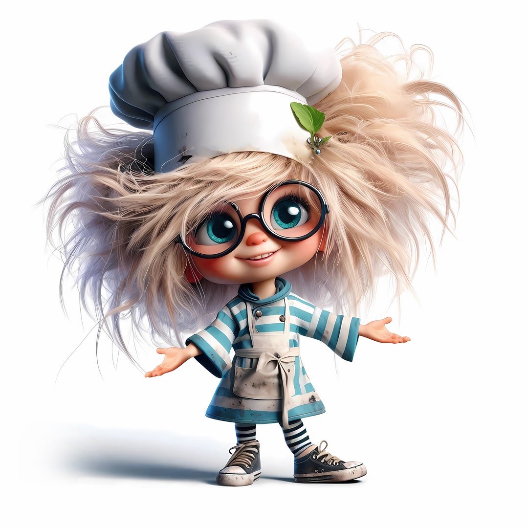 Quirky Girl Clipart, Commercial Use, Cute Whimsical Chef, 10x 300 DPI ...