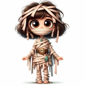 Cute Girl Mummy Clipart, Whimsical Halloween Jpgs (digital Download) - Etsy