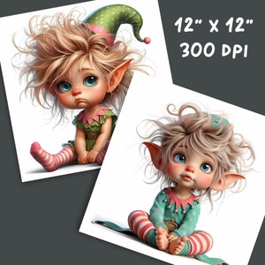 Quirky Baby Elf Clipart, Commercial Use, Whimsical Elf Clipart, 300 DPI ...