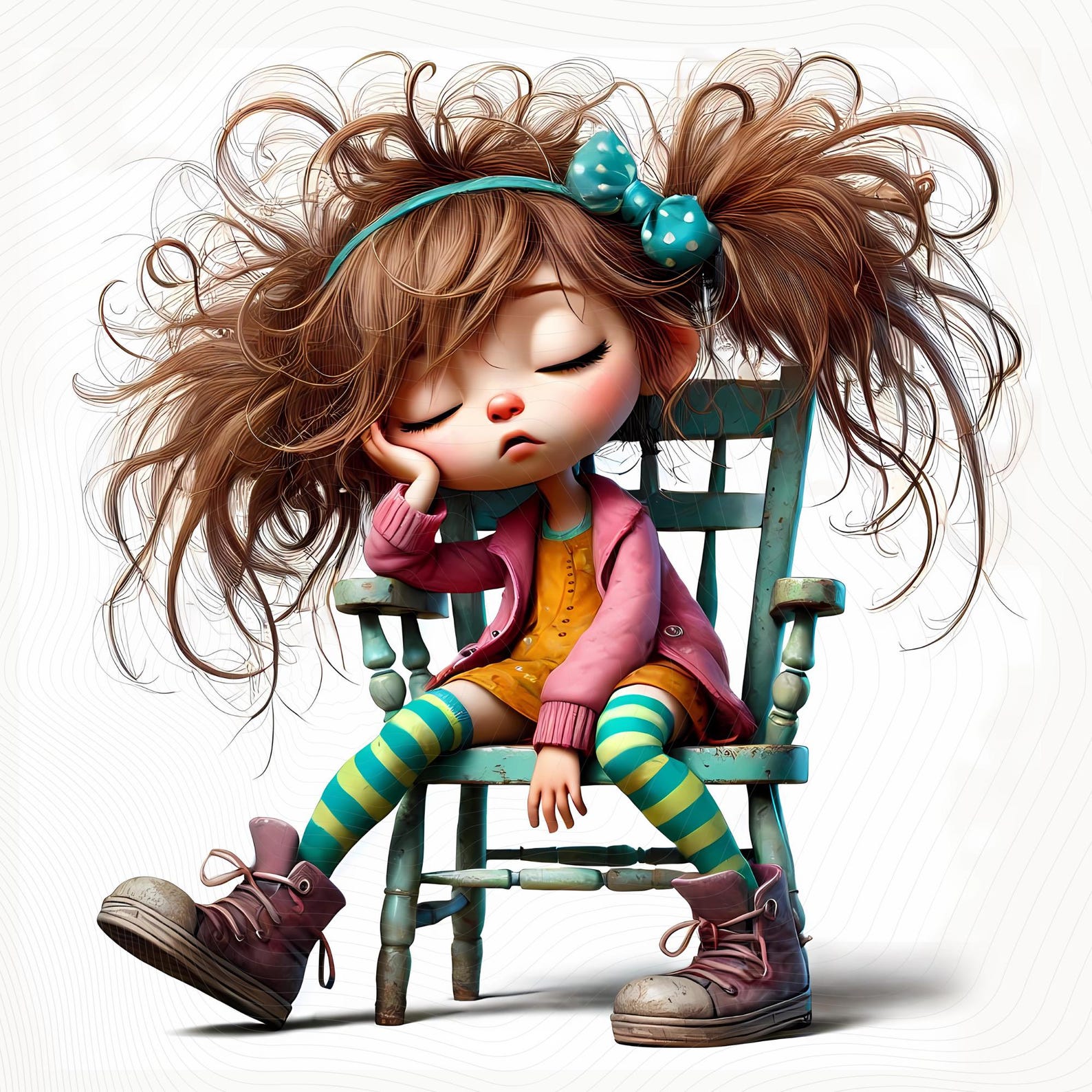 10 Whimsical Girl Clipart - Girls Dozing off on Chairs JPG Images 300 ...