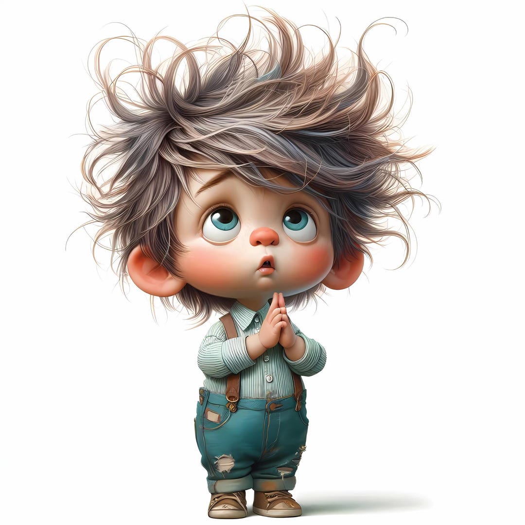 12 Whimsical Boy Clipart - Praying Boys Digital Download 300 DPI JPG ...