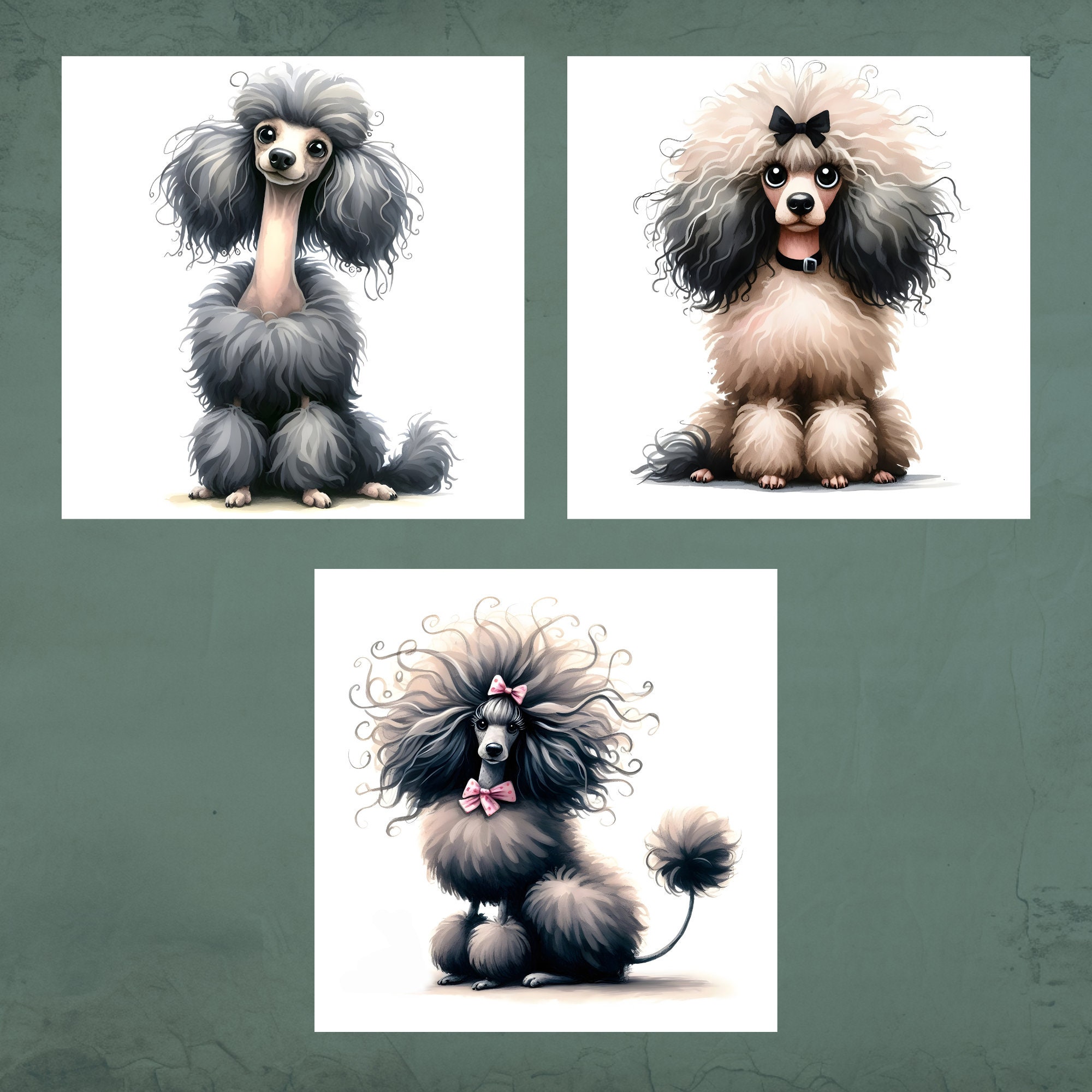 15 Cute & Quirky Poodle Clipart, Cute Fluffy Poodles, Digital Clipart ...