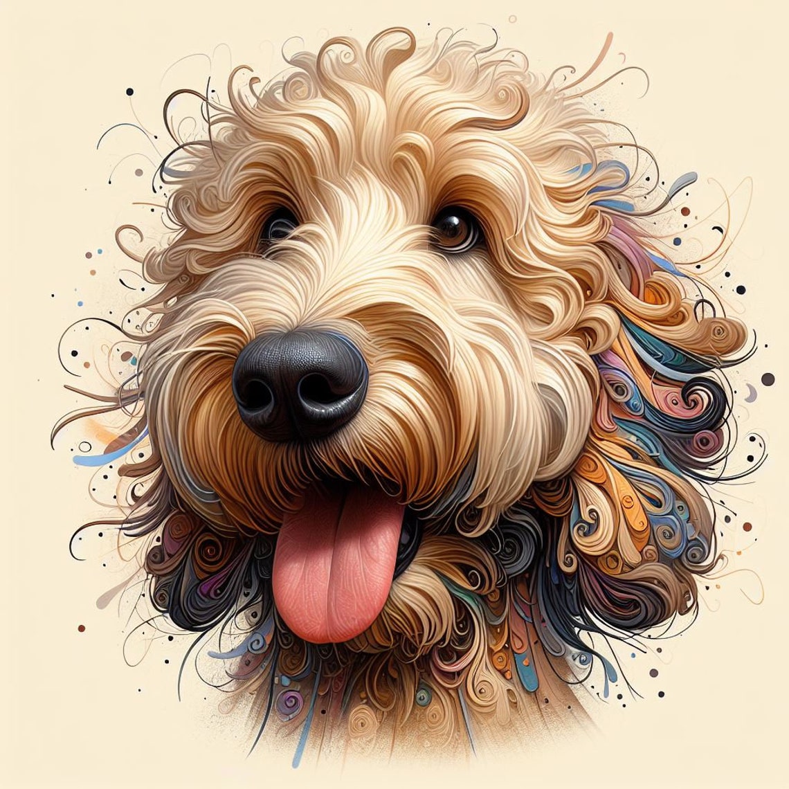 Cute and Funny Goldendoodle Portrait Bundle 23 Hi-res Images Commercial ...