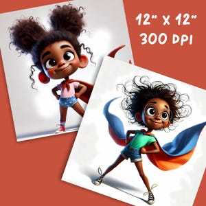 15 Whimsical African American Superhero Girl Clipart - JPG Images 300 ...