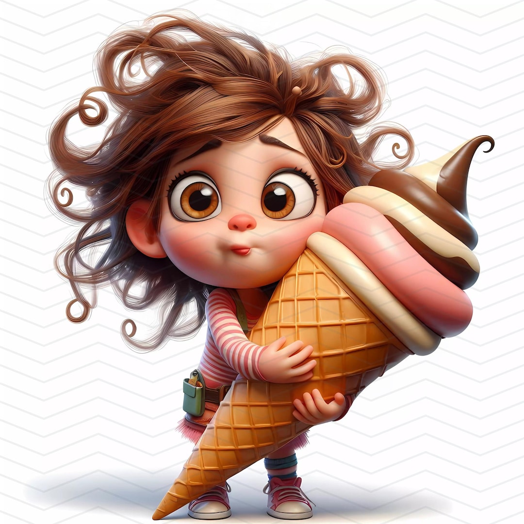 Ice Cream Clipart: Whimsical Girls, Fun Dessert Illustrations (digital ...