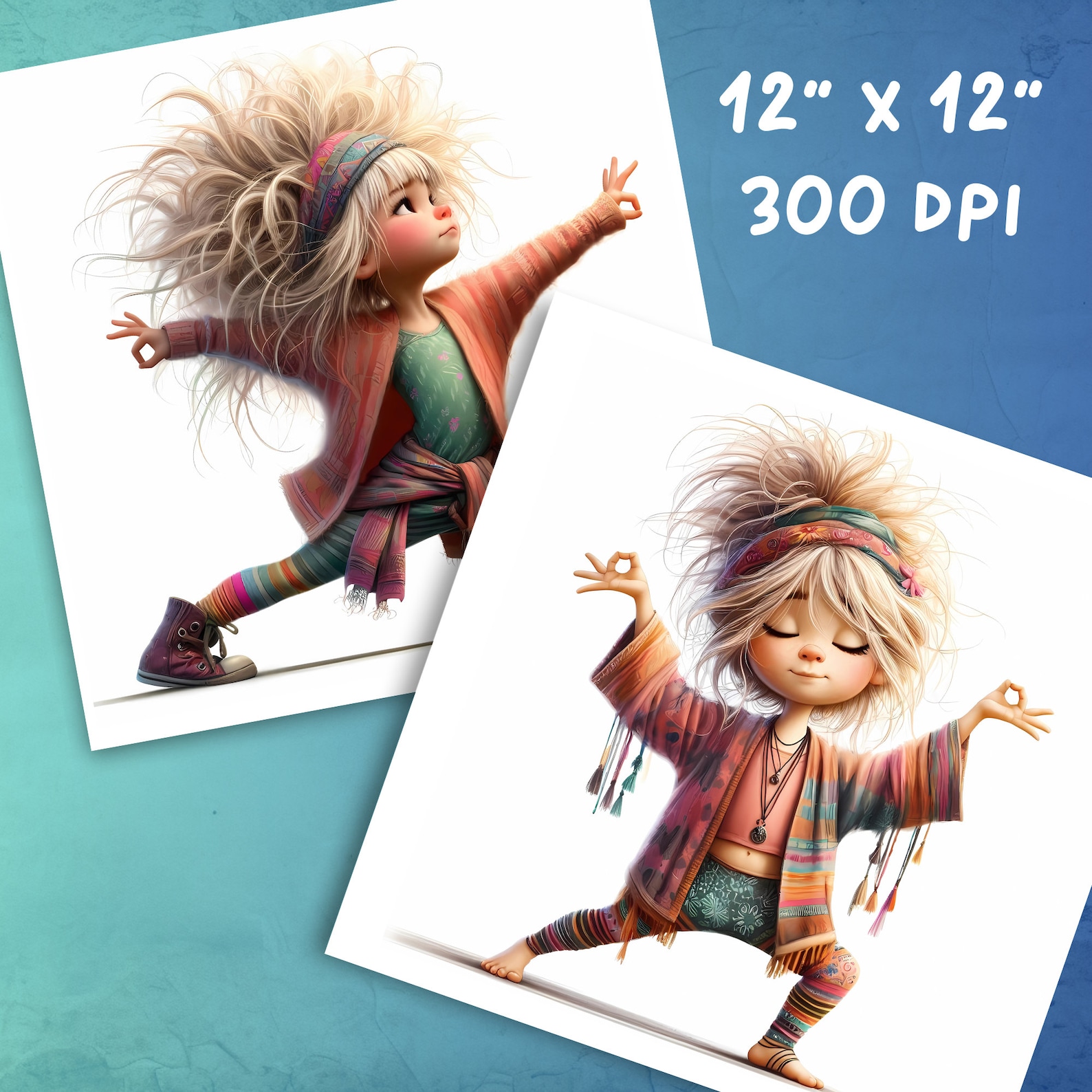 12 Whimsical Yoga Pose Clipart, Commercial Use, Cute Whimsical Yoga ...