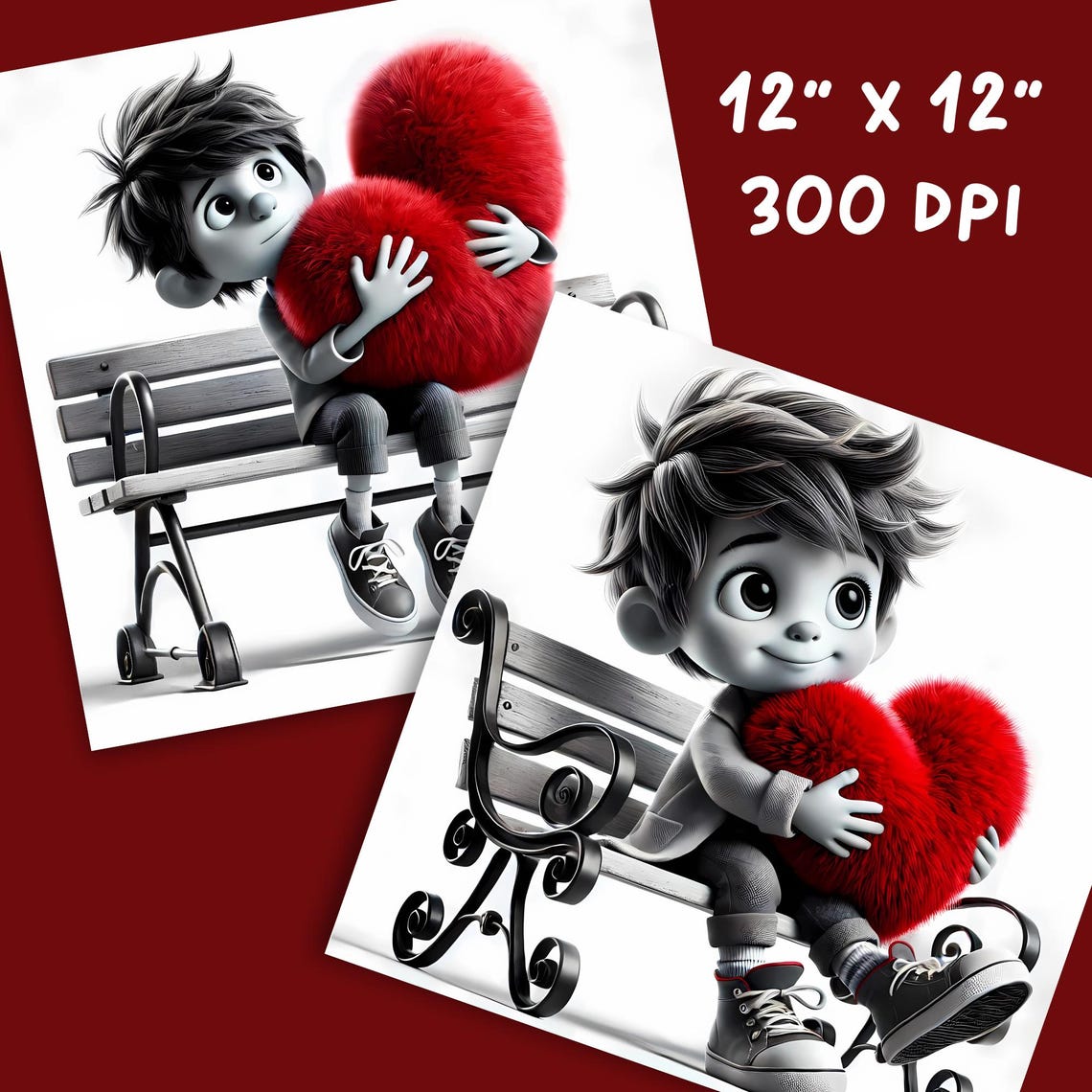 Sweet Valentine Clipart Bundle, Whimsical Boy Art, Cute Love Graphics ...