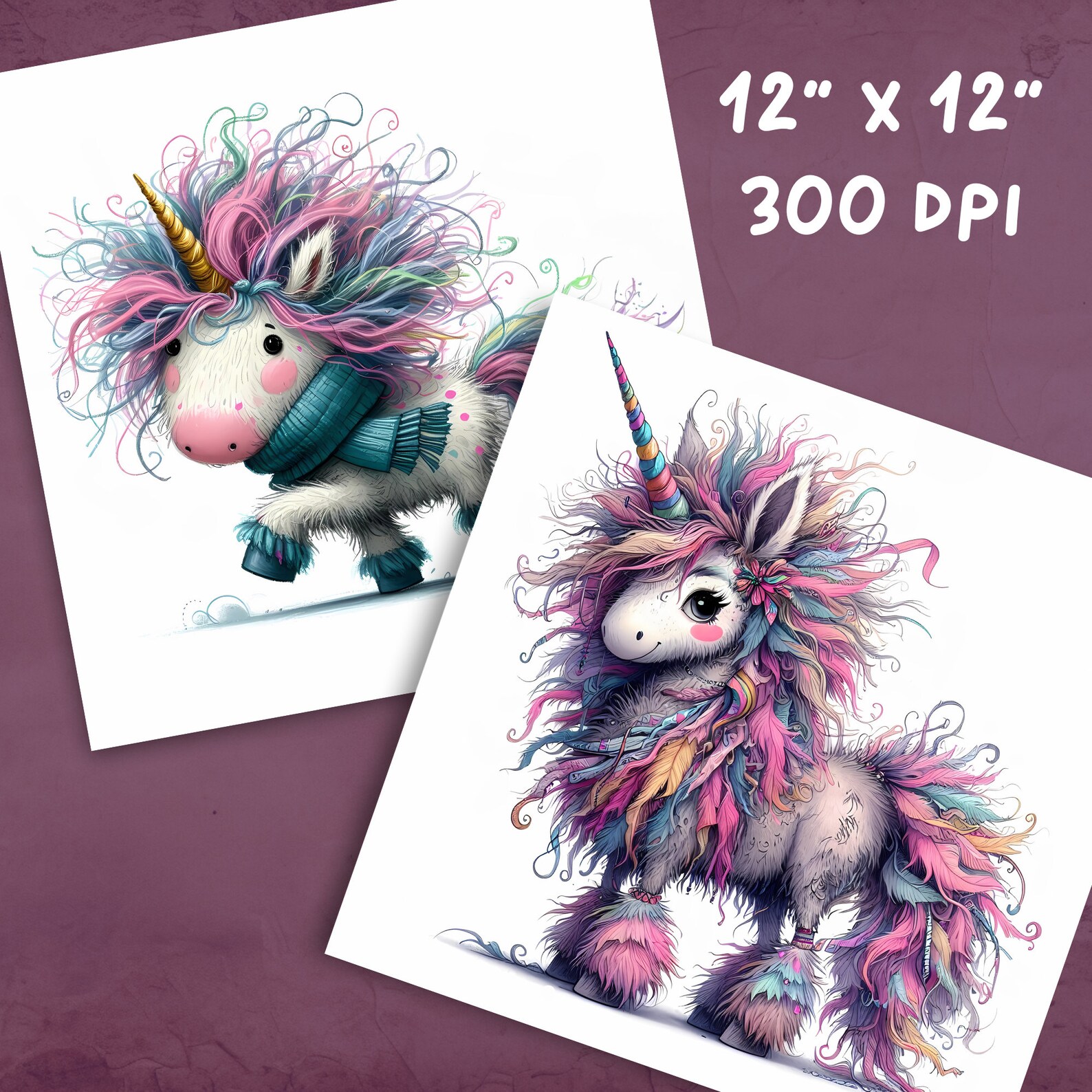 Quirky Unicorn Clipart, Commercial Use, Whimsical Unicorn Art (300 DPI ...