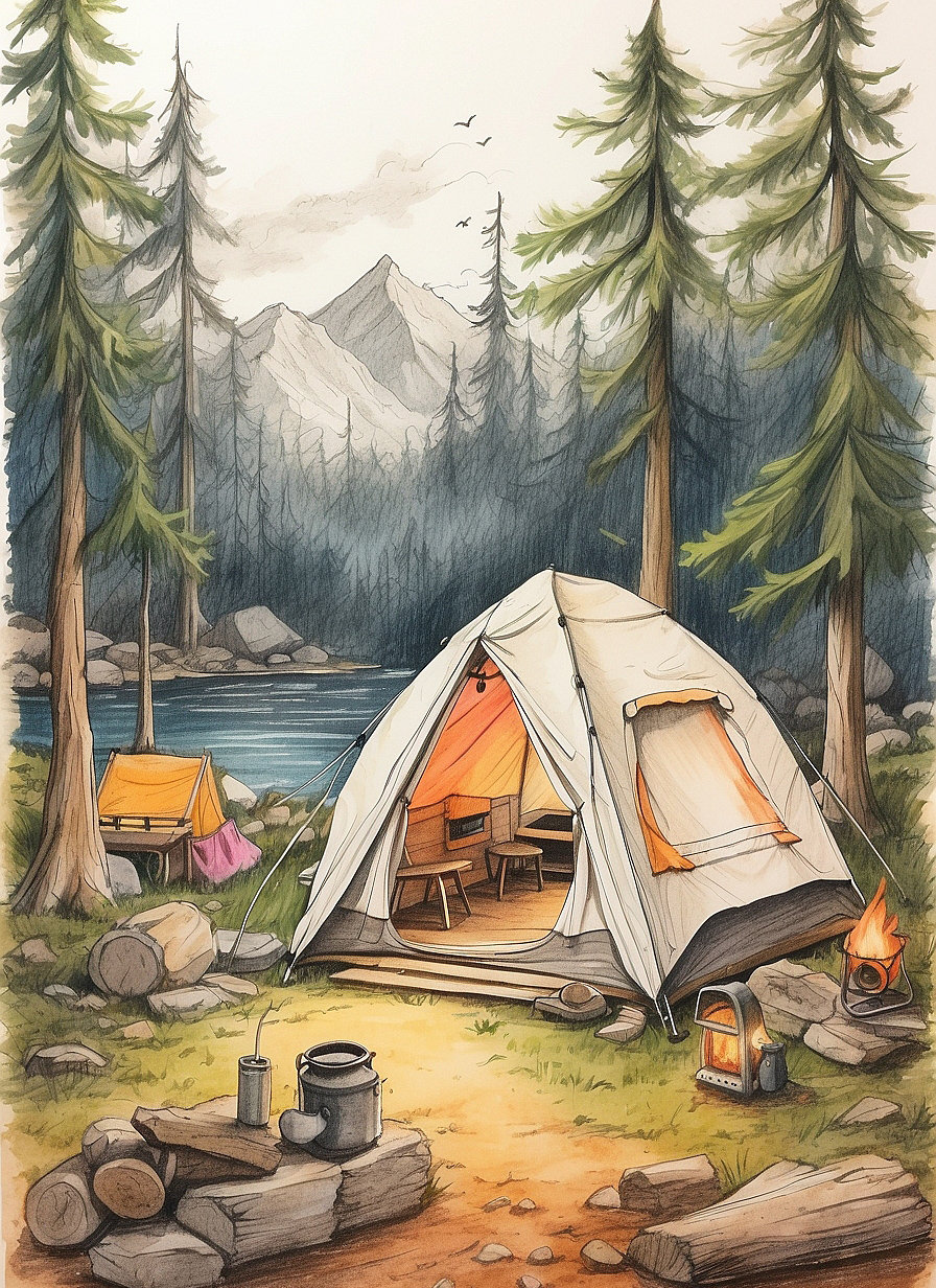 Junk Journal Kit, Camping and Ephemera, Retro Campers, Tent Camping ...