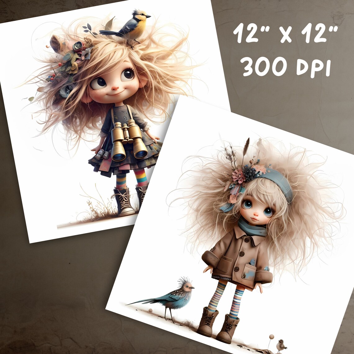 Quirky Girl Clipart, Commercial Use, Cute Whimsical Girl, 12x300 DPI ...