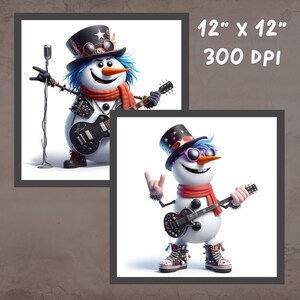 12 Rockstar Snowman Clipart - Music Theme Digital Download 300 DPI for ...