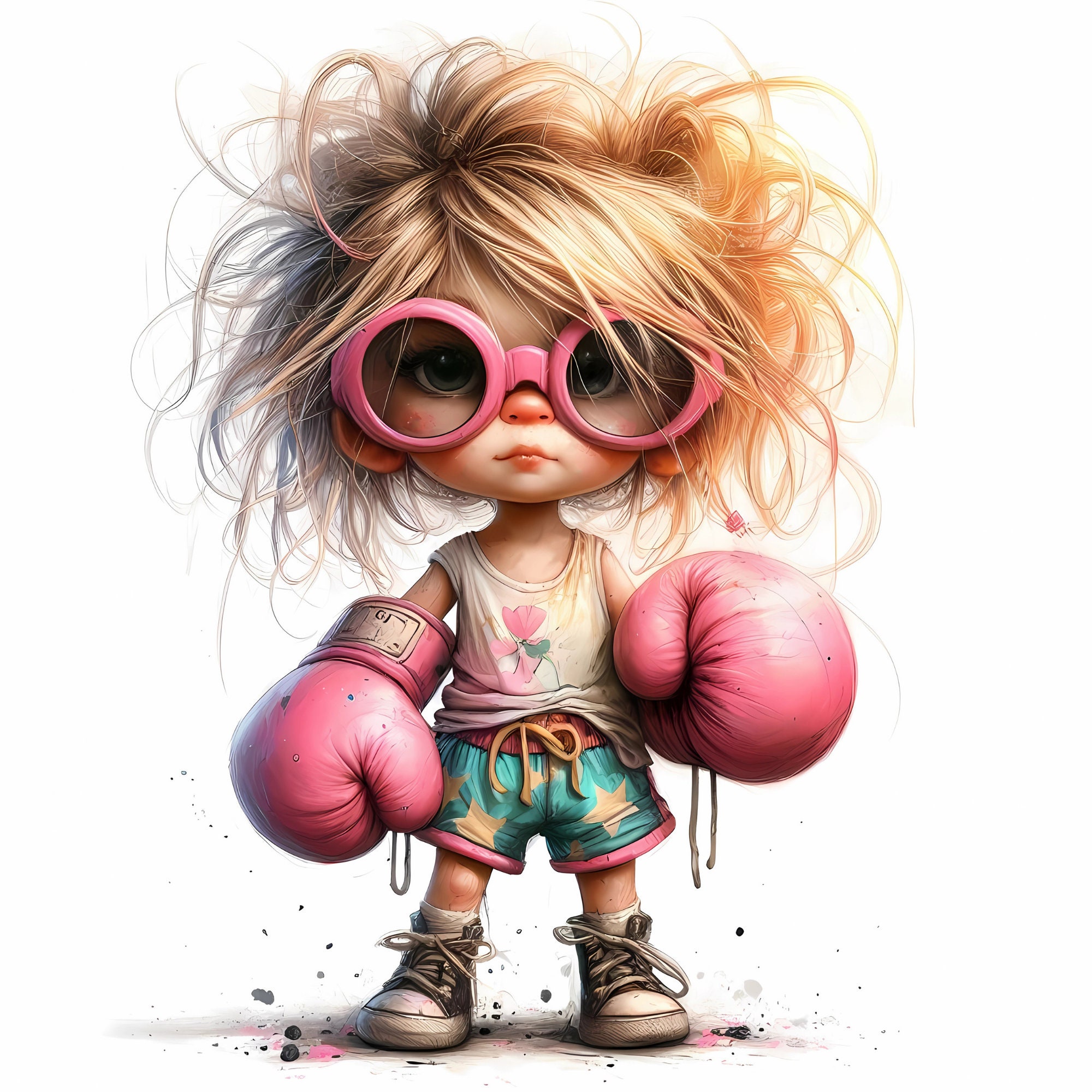15 Whimsical Boxer Girl Clipart, Commercial Use, Cute Whimsical Boxer ...