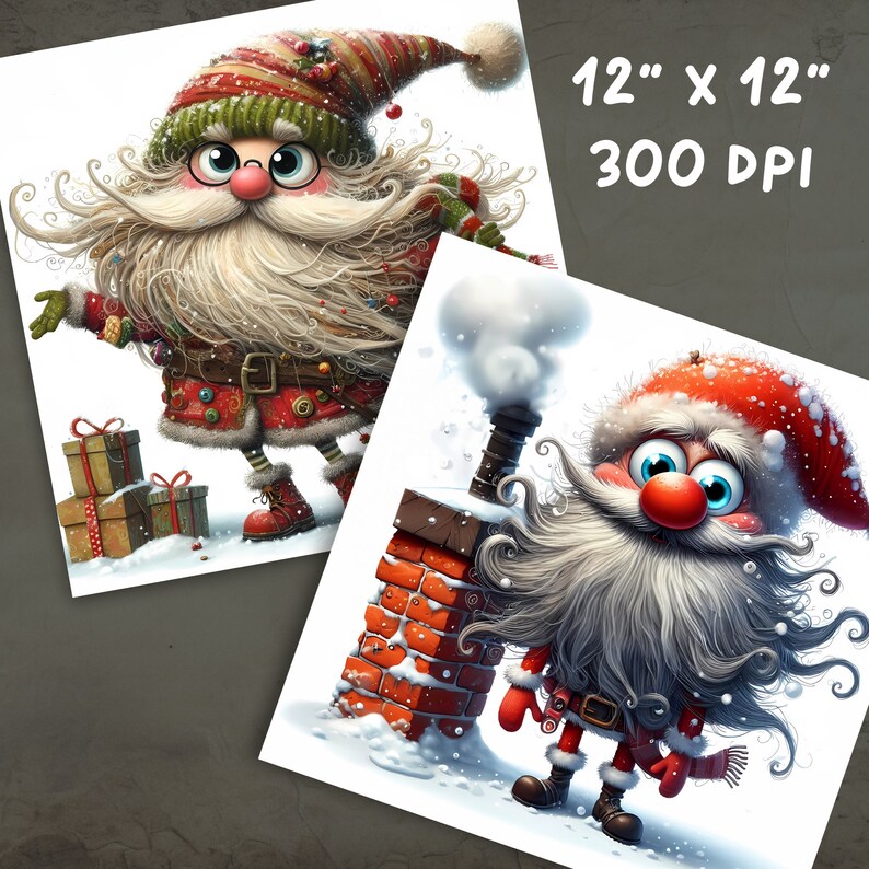 Whimsical Santa Clipart, Cute Christmas Jpgs, Commercial Use (digital ...