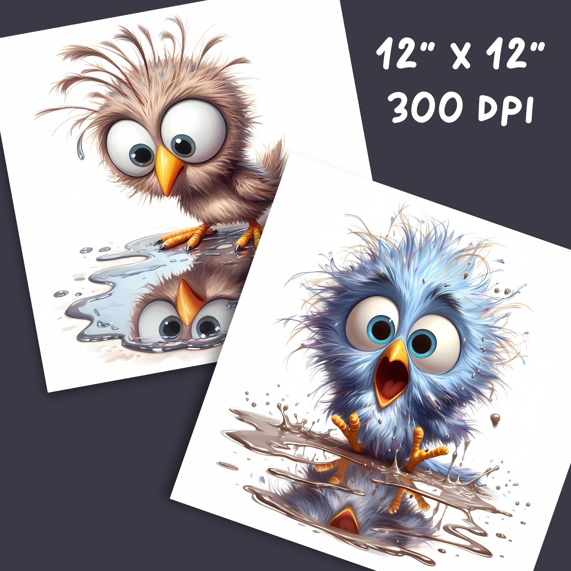 12 Quirky Birds Shocked at Their Reflection Clipart | Funny Bird ...