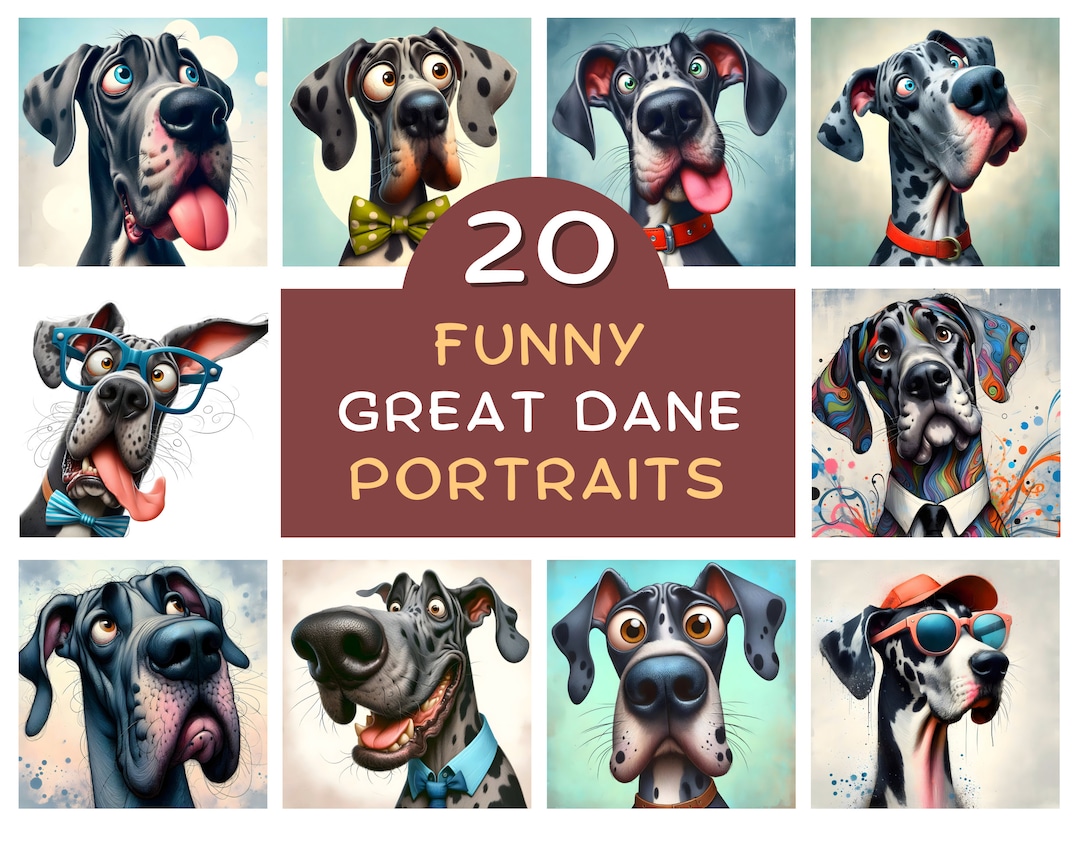 20 Funny Great Dane Portraits, Mixed Media Art (digital Download) - Etsy