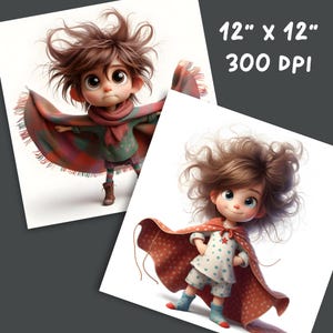 12 Whimsical Girl Clipart - Blanket Capes Digital Download 300 DPI for ...