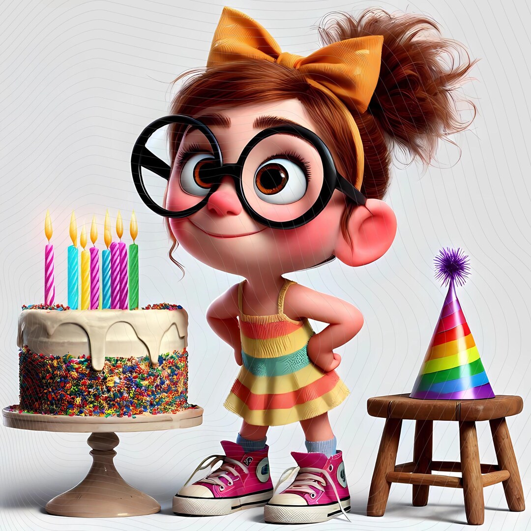 Quirky Birthday Girl Clipart, Commercial Use, Quirky Birthday Cake Clip ...