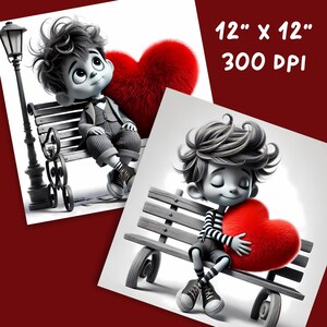 Sweet Valentine Clipart Bundle, Whimsical Boy Art, Cute Love Graphics ...