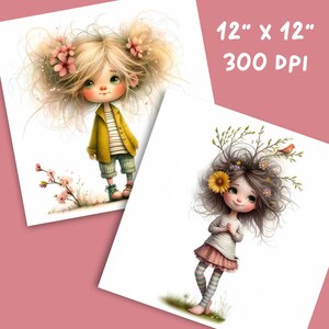 10 Whimsical Girl Clipart - Fun and Playful Designs JPG Images 300 DPI ...
