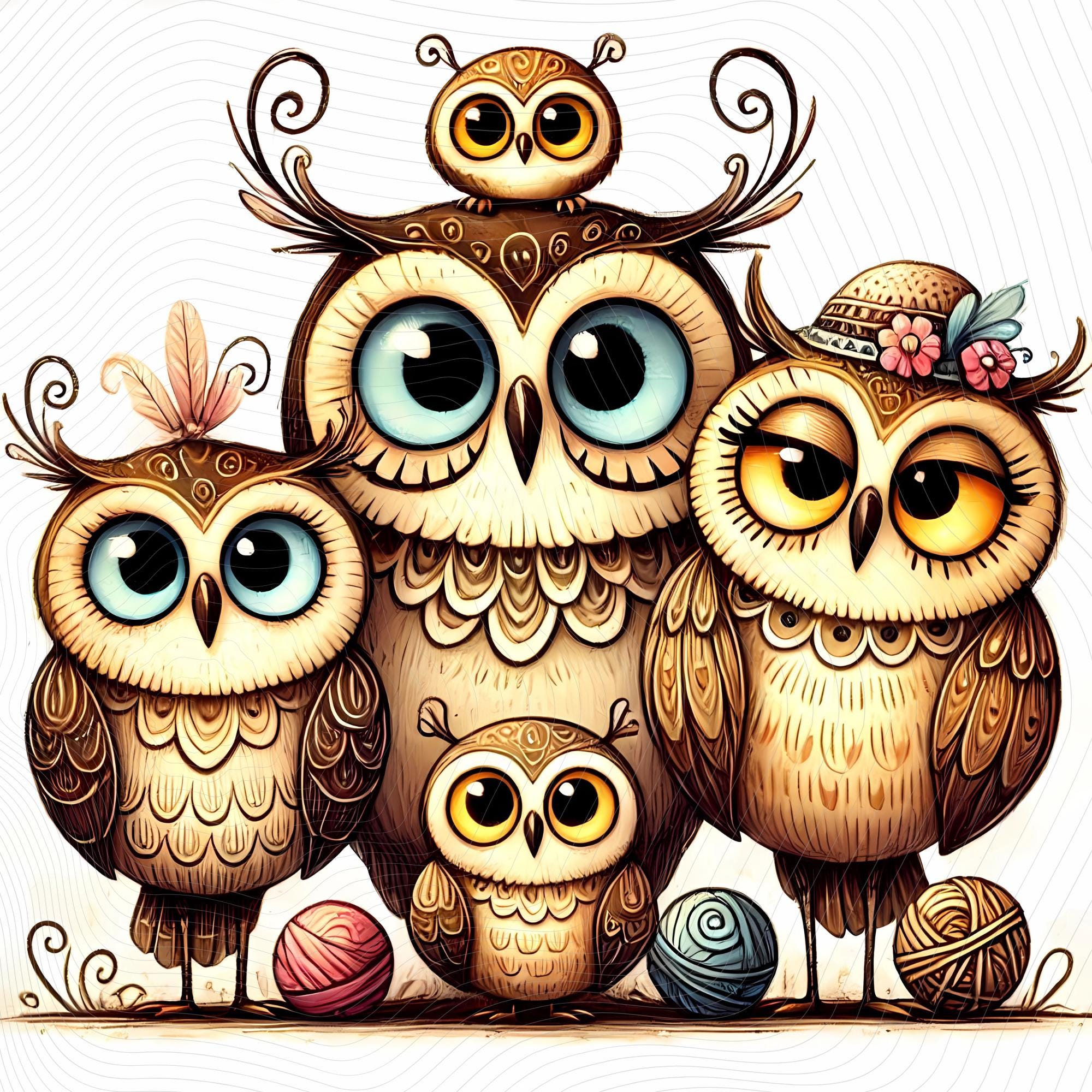 Owl Clipart Bundle - 15 Whimsical and Quirky Owls, Woodland Animal ...