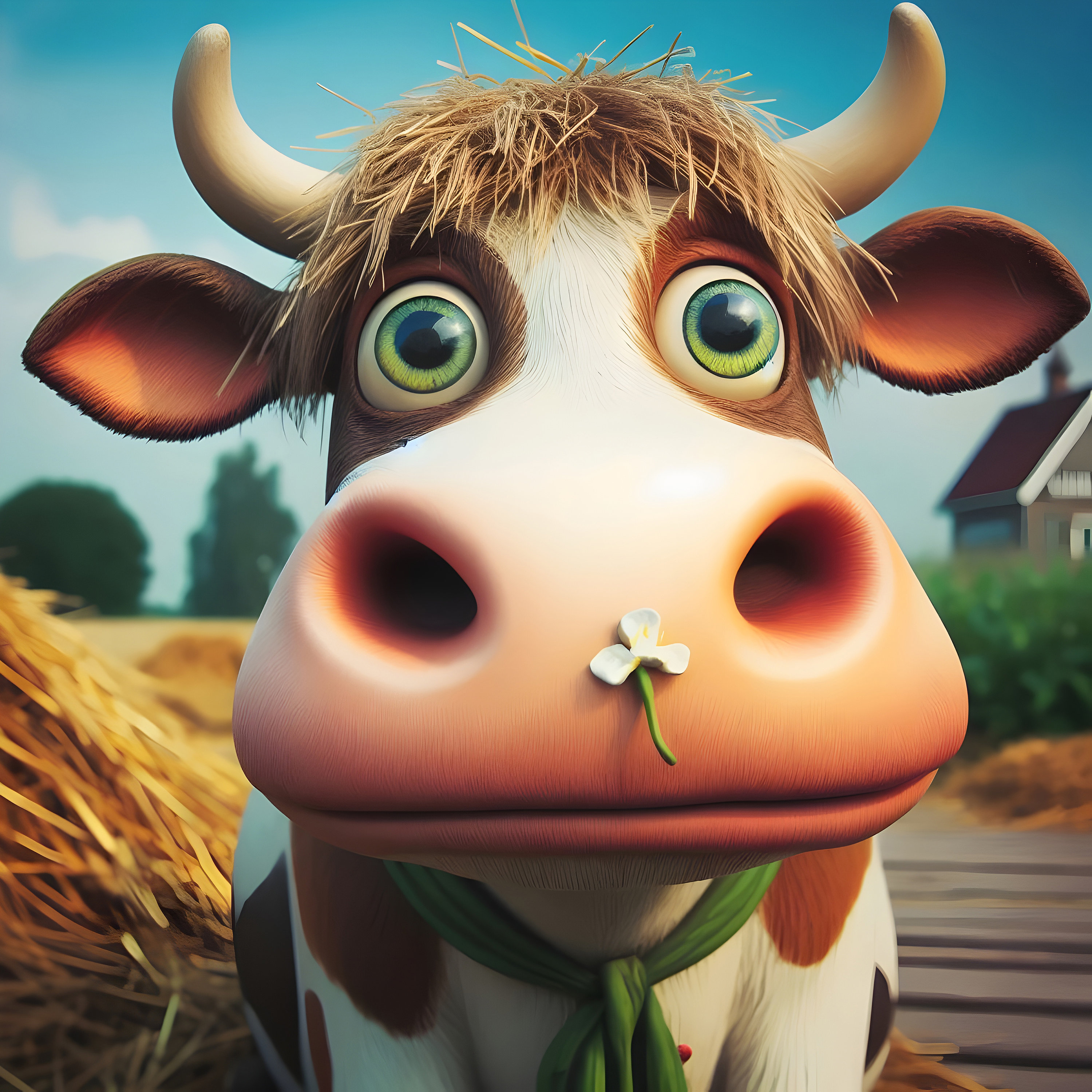 24 Funny, Cute, Cow Portraits, Mixed Media, Digital Art, Instant ...