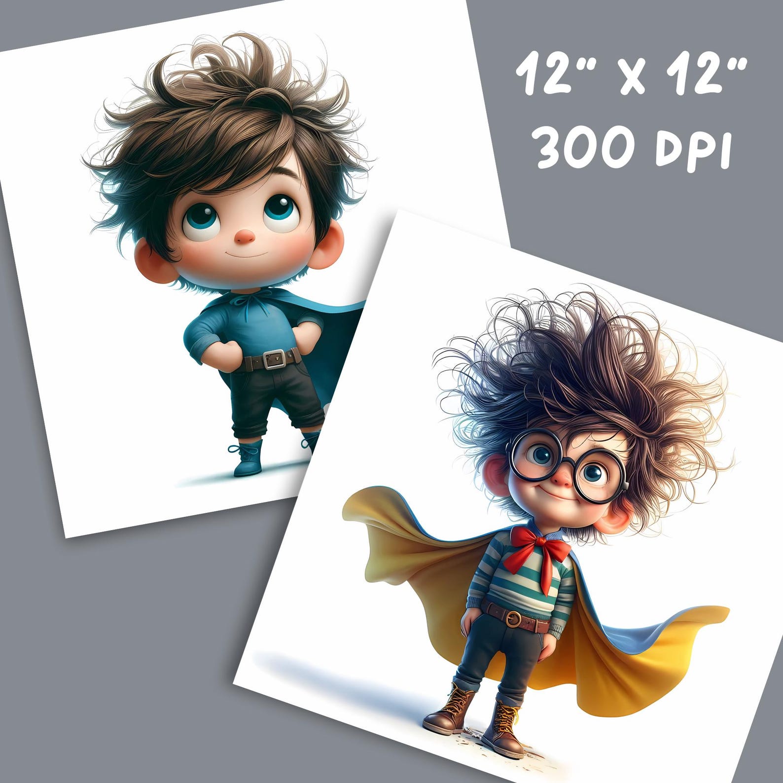 15 Whimsical Boy Superhero Clipart - Fun Heroic Digital Download 300 ...