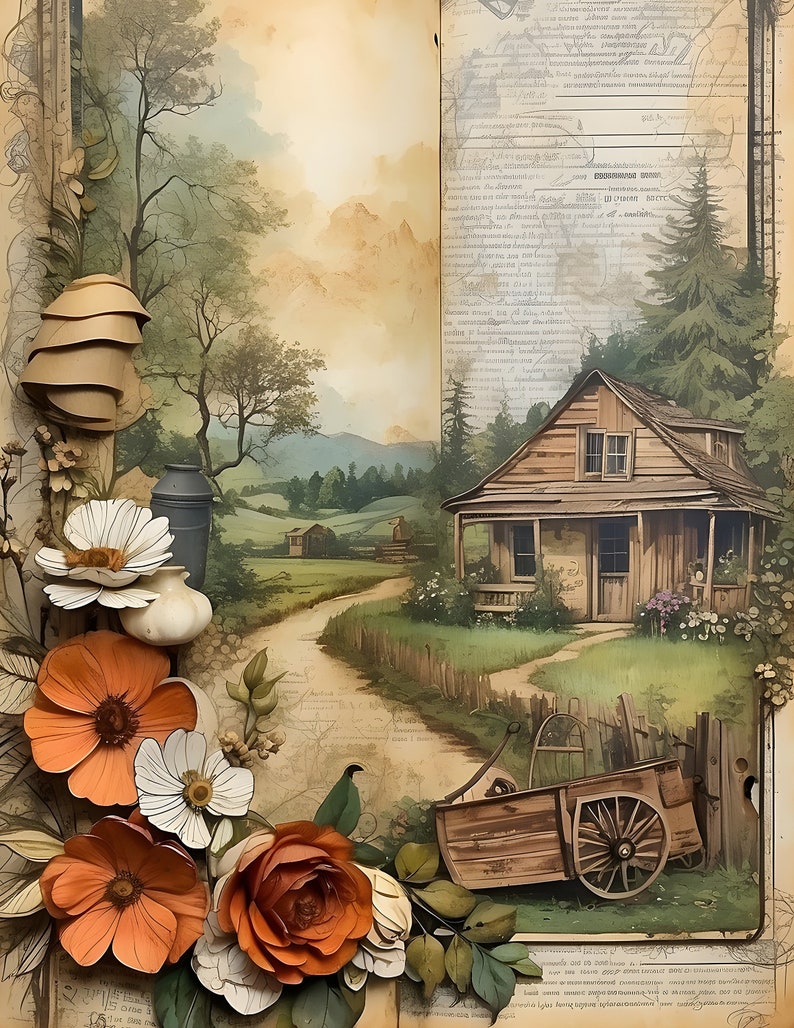 Rustic and Vintage Scenes, Nostalgic Scenes Ephemera Collection for ...